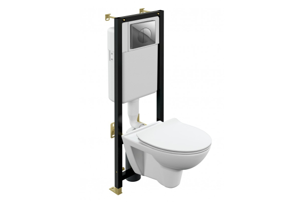 Комплект Cersanit Parva CO DPL EO slim: инсталляция Black, кнопка Leon ...